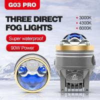China 3 Inch Bi-Xenon Lens LED Headlight - 90W 3-Color 3-Projector Laser Fog Light  Waterproof Design for sale