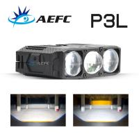 China High-Power 80W Three-Eye Lens Dual-Color Small Cannon Mid-Grid Grille Light Universal for Cars Motorcycles 9-80V Driving Lights for sale