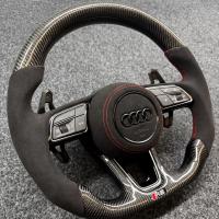 China Carbon Fiber 3 Spoke Flat Bottom Sports Steering Wheel Assembly Modification Upgrade for Audi A3A4A5A6A7Q3Q5Q7 for sale