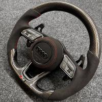 China Carbon Fiber 3 Spoke Flat Bottom Sports Steering Wheel Assembly Modification Upgrade for Audi A3A4A5A6A7Q3Q5Q7 for sale