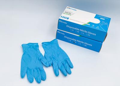 China Size S-M-L-XL Blue Colour Powder Free Protective Disposable Nitrile Gloves for sale