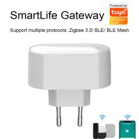 China SIXWGH EU Plug-in Smart Life Gateway 3-in-1 Zigbee 3.0/BLE/BLE Mesh Hub 128+ Devices Control Alexa App Home Smart Home WiFi for sale