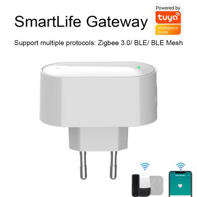 China SIXWGH EU Plug-in Smart Life Gateway 3-in-1 Zigbee 3.0/BLE/BLE Mesh Hub 128+ Devices Control Alexa App Home Smart Home WiFi for sale