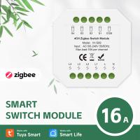China Tuya Zigbee3.0 4CH Smart Switch Module 16A, Hidden In-wall Smart Relay with Timer, Scene Linkage & Power-off Memory for sale