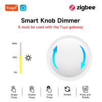 China Tuya Zigbee Smart Knob Dimmer Switch, Wireless Scene Controller & Remote Dimmer for Smart Lights, Supports Single/Double/Long Press & Rotate, Works with Alexa Google Assistant, Requires Tuya Gateway for sale