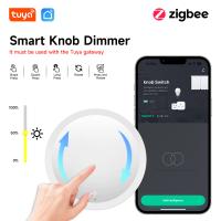 China Tuya Zigbee Smart Knob Dimmer Switch, Wireless Scene Controller & Remote Dimmer for Smart Lights, Supports Single/Double/Long Press & Rotate, Works with Alexa Google Assistant, Requires Tuya Gateway for sale
