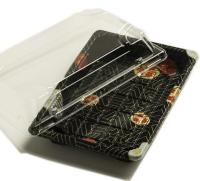 China HACCP PP Food Serving Tools Takeout Black Plastic Sushi Tray With Cover for sale