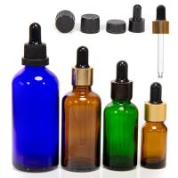 China Green Blue 50ml 100ml Glass Dropper Bottle Cosmetic Packaging ODM for sale