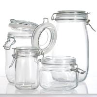 China High Quality Empty Food Glass Jar With Clamp Lids For Candy Sugar Cookie Snack for sale