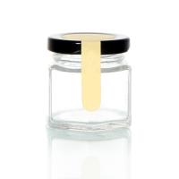 China Custom Logo 100 ml 180 ml 280 ml 380 ml Jam Sauce Storage Glass Bottles Clear Hexagonal Glass Honey Jar for sale