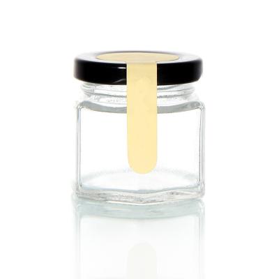 China Custom Logo 100 ml 180 ml 280 ml 380 ml Jam Sauce Storage Glass Bottles Clear Hexagonal Glass Honey Jar for sale