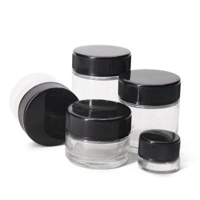 China Straight Sided Clear Amber Glass Cosmetic Jars Storage 5g 40g 80g 110g for sale