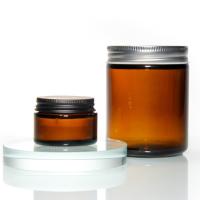 China Matte Black amber Glass Candle Jars Frosted Candle Vessels for sale