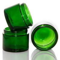 China Empty Green Colored Clear Glass Candle Jars With Lid ODM for sale