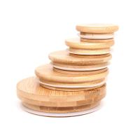 China Stock Original Material Bamboo Regular Mouth 70mm Glass Mason Jar Bamboo Lid for sale