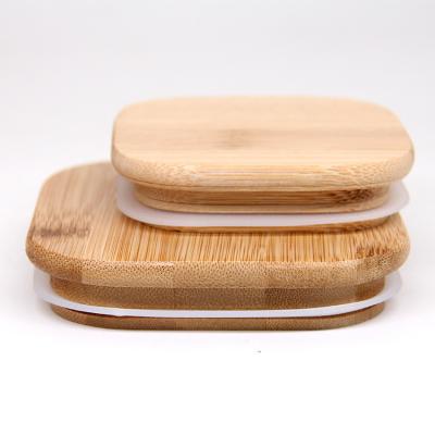 China Eco Friendly Reusable Mason Jar Lids Bamboo Wooden Tea Coffee Cup Cover 70 mm Size Lids with Straw Hole for sale