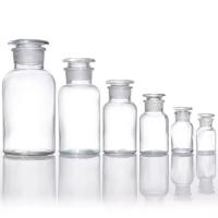 China 60ml 250ml 500ml Round Clear Wide Mouth Reagent Glass Bottle With Lids for sale
