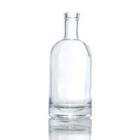 China In Stock 750ml Transparent Whiskey Spirit Glass Liquor Bottle With Cork for sale
