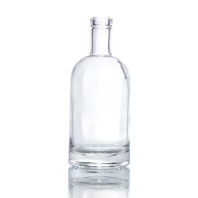 China In Stock 750ml Transparent Whiskey Spirit Glass Liquor Bottle With Cork for sale