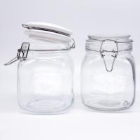 China Clear Short Type 100ml 150ml 200ml Glass Pickle Butter Jar with Metal Buckle Clip Lid for sale