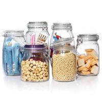 China Wholesale Glassware Clear Spice Coffee Cookie Glass Jar Glass Food Storage Jar With Seal Glass Lid for sale