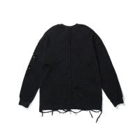 China Hip Hop Round Neck Sweatshirt Cotton Blank Long Sleeve Distressed Unisex Pullover for sale