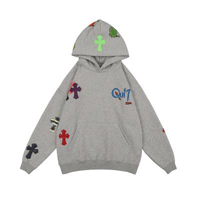 China Casual Unisex Black Plus Size Plain Heavy Hoodies Sweatshirts Embroidered Printing for sale