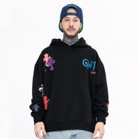 China Casual Unisex Black Plus Size Plain Heavy Hoodies Sweatshirts Embroidered Printing for sale
