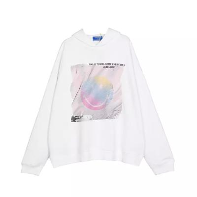 China Oversize Loose Lazy Unisex Plain Hoodies French Terry Smile Print for sale