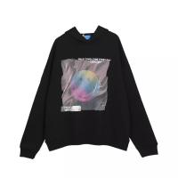 China Oversize Loose Lazy Unisex Plain Hoodies French Terry Smile Print for sale