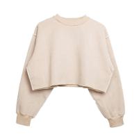 China Drop Shoulder Slogan Embroidery Sweatshirt Customized Labels 100% Cotton for sale