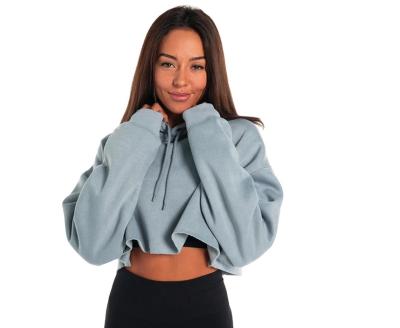 China Fashion Cotton Sports Team Hoodies Printed Long Raglan Sleeve Oversized Cropped Top for sale