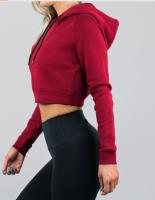 China Dark Red Sports Team Hoodies Womens Cropped Hoodie for sale