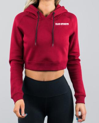 China Dark Red Sports Team Hoodies Womens Cropped Hoodie for sale