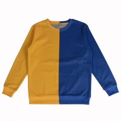 China Blue Yellow Plain Crew Neck Sweatshirt for sale