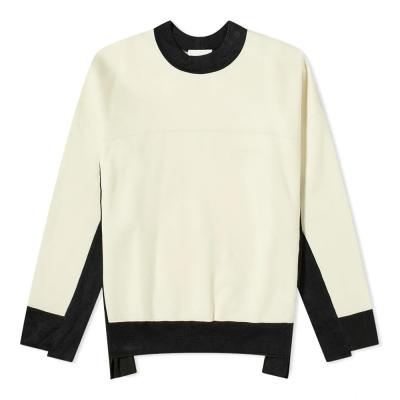 China Men Fleece Crew Neck Sweatshirt Loose Fit Paneled Long Sleeve Sweatshirt for sale