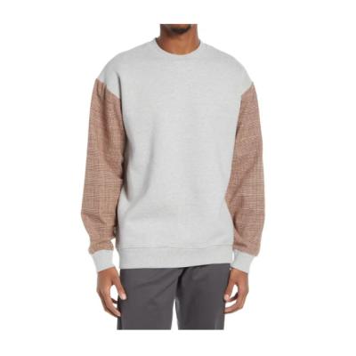China Men Bold Plaid Sleeves Sweatshirt 80 Cotton 20 Polyester sweatshirt for sale