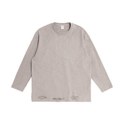 China ODM Plain Dyed Long Sleeve Plain Crew Neck Sweatshirt Dropped Shoulder for sale