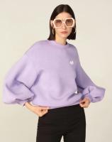 China Woman Cotton Mix Cutout 260gsm Oversized Graphic Sweatshirt Casual Stand Collar Pullovers Long Sleeve for sale