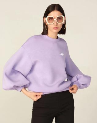 China Woman Cotton Mix Cutout 260gsm Oversized Graphic Sweatshirt Casual Stand Collar Pullovers Long Sleeve for sale
