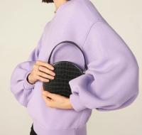 China Woman Cotton Mix Cutout 260gsm Oversized Graphic Sweatshirt Casual Stand Collar Pullovers Long Sleeve for sale