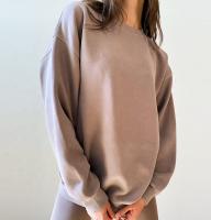 China Dropped Shoulder Blank Oversized Sweatshirts Embossed Casual Womens Pullover Sweatshirt for sale