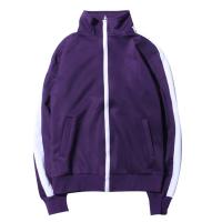 China Zipper In White Polyester Fabric Men Sports Track Jackets Plain Stripe Custom Track Jackets for sale