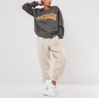 China Plain Cotton Crew Neck Jumper Womens Grey Graphic Sweatshirt for sale