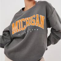 China Plain Cotton Crew Neck Jumper Womens Grey Graphic Sweatshirt for sale