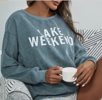 China Casual Printed Crew Neck Sweatshirts Embroidered Women Pullover Sweatshirt for sale