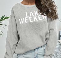 China Casual Printed Crew Neck Sweatshirts Embroidered Women Pullover Sweatshirt for sale