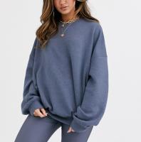 China Oversize Plain Crew Neck Sweatshirt Dropped Shoulder Sweatshirt In Elephant Gray for sale