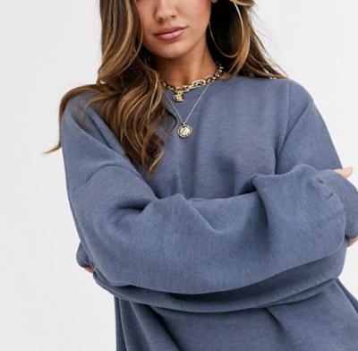 China Oversize Plain Crew Neck Sweatshirt Dropped Shoulder Sweatshirt In Elephant Gray for sale