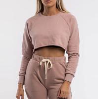 China Women Knitted 230gsm Plain Crew Neck Sweatshirt Crop Top Sweatshirt for sale
